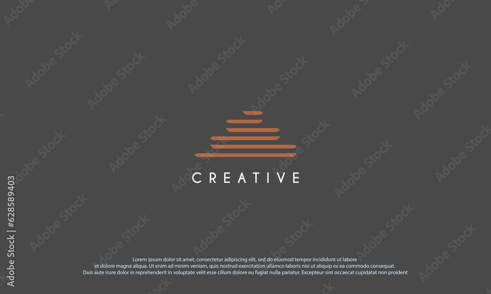 Abstract Elevate Logo Image. Red Geometric Line Waves Stairs Symbol ...