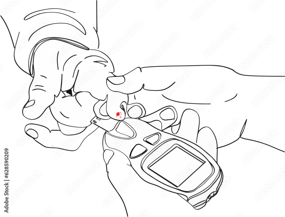 Diabetes Test in a Line: Cartoon Doctor Illustration for Blood Glucose ...