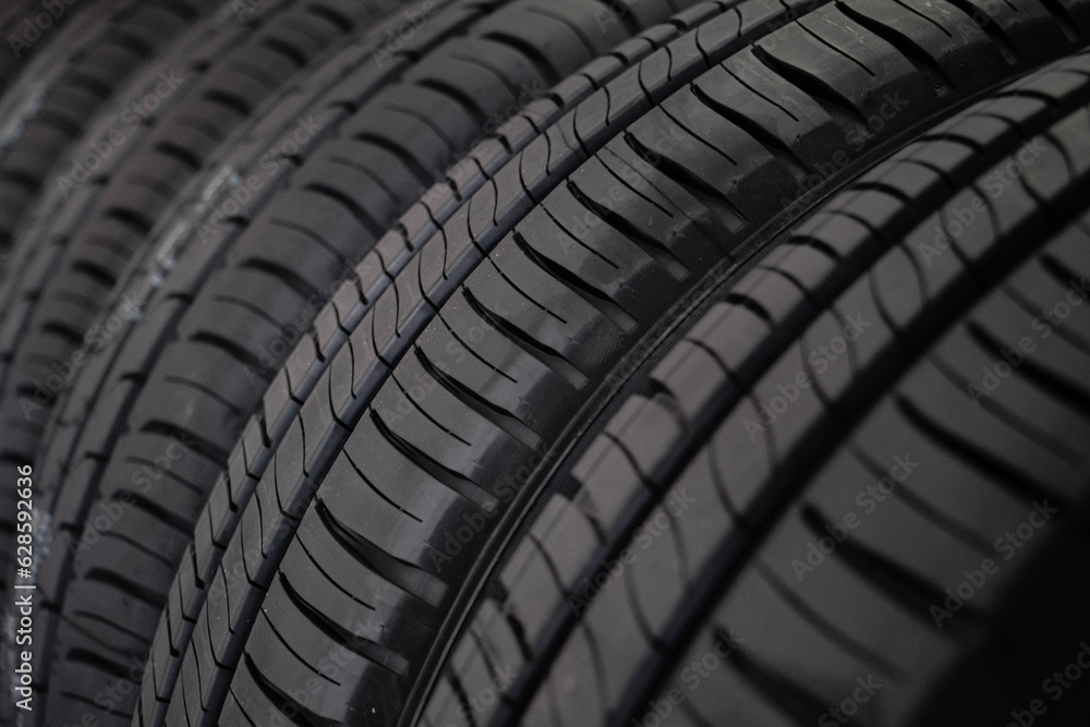 Close-up New tire skin of car. the. Driving car concept. Safe driving ...