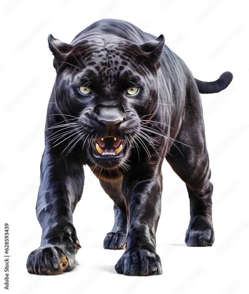 panther in a stealth pose on isolated transparent background Stock ...