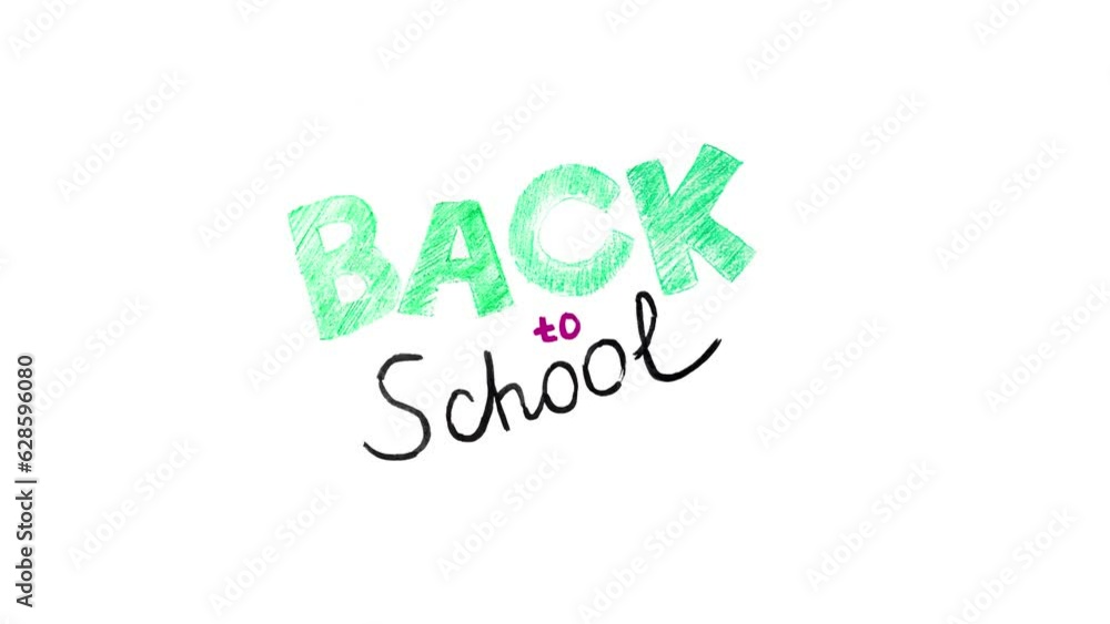 Animated inscription logo BACK TO SCHOOL. Hand written lettering Back ...
