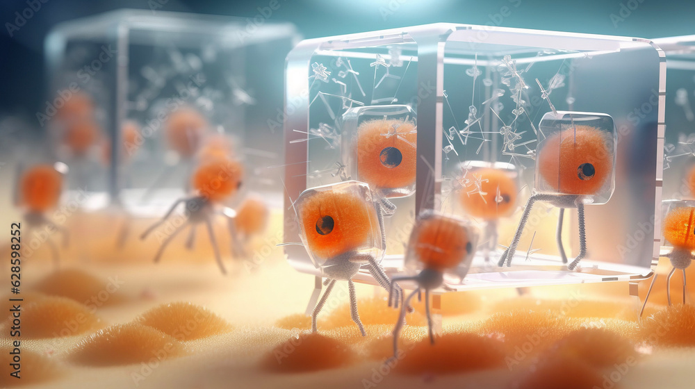 Modern synthetic nanorobots under a medical scanning electron ...