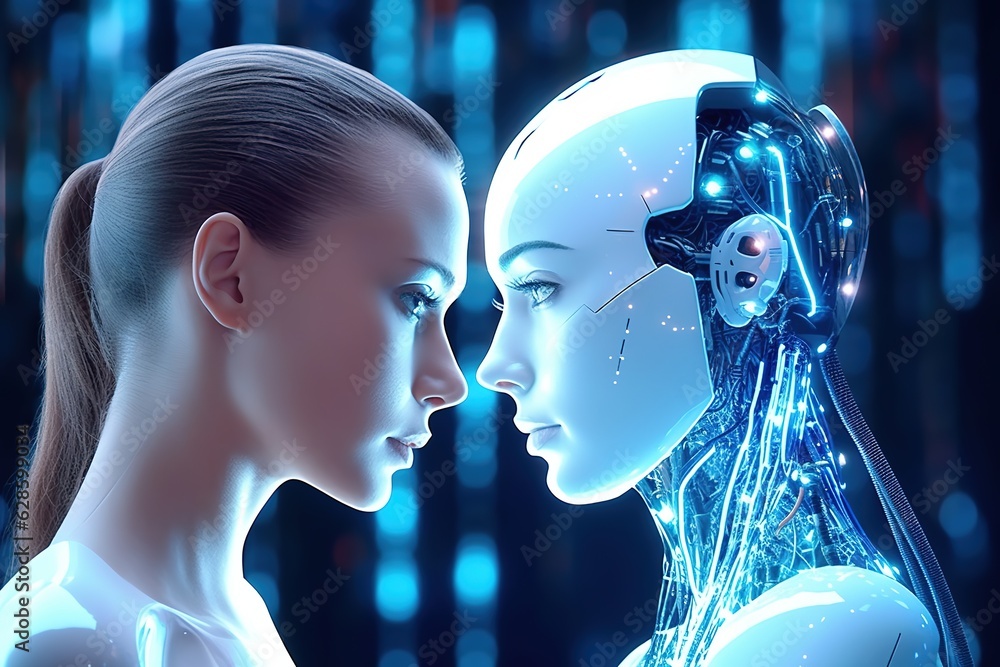 side view of transparent digital Human head outline Ai Image Generated ...