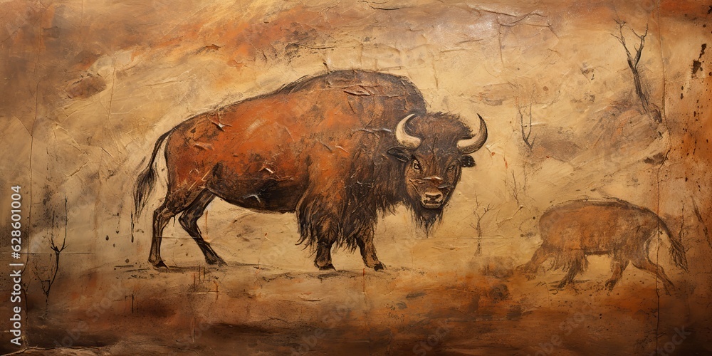 AI Generated. AI Generative. Primitive historical stone cave wall ...