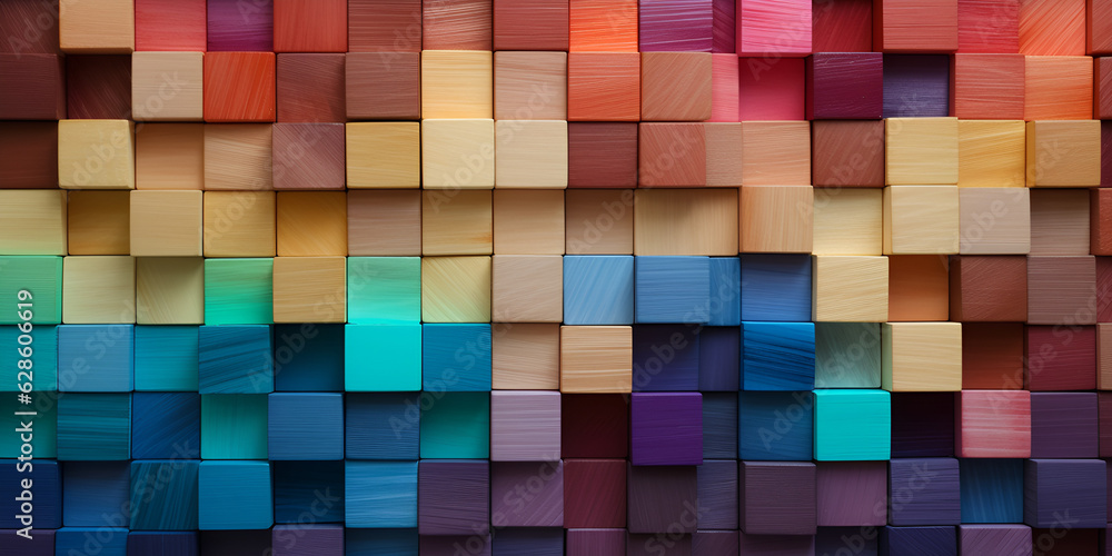 3d abstract wood texture block stack on the wall for background ...