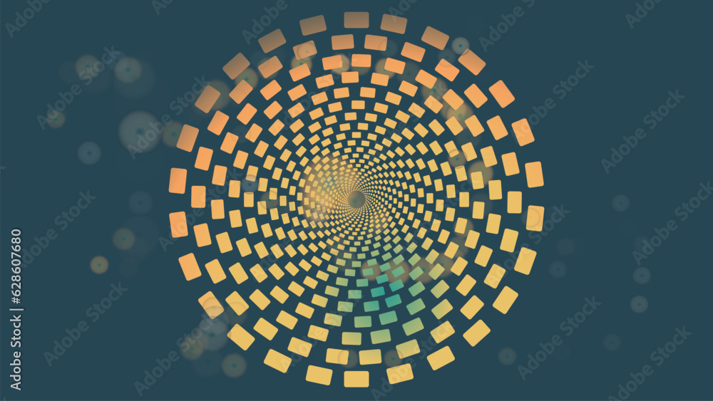 Abstract spiral multi color round smooth shape background in light blue ...