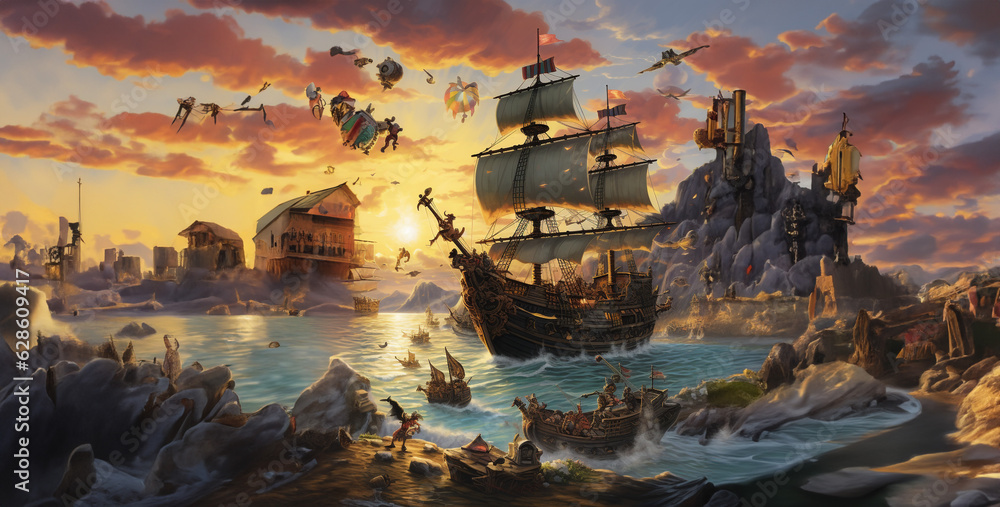 2d pirate ship deck background environment for a battle arena mobile ...