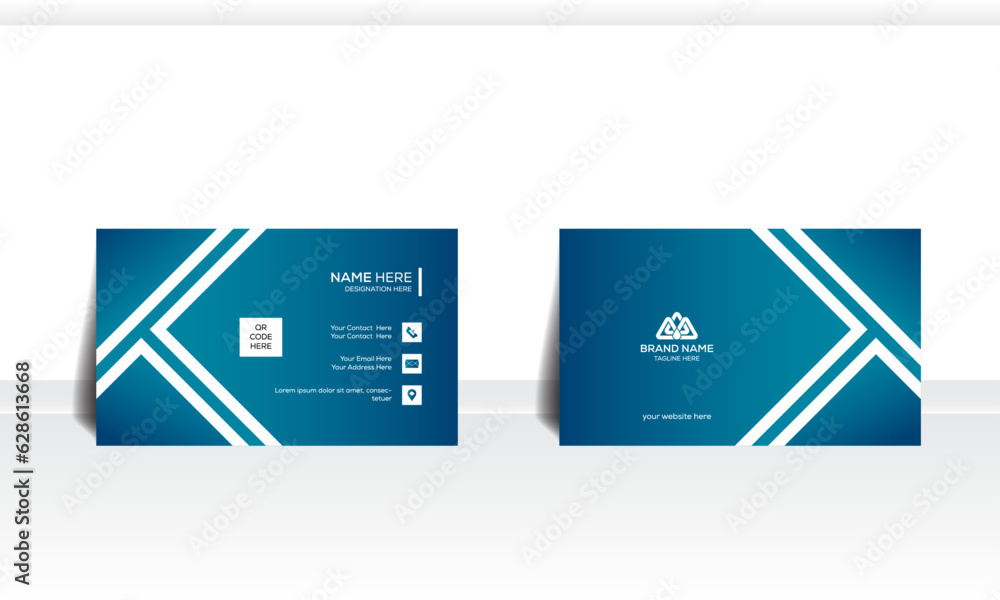 Modern presentation card with company logo and QR code. A business card ...