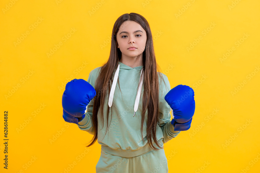 Teen boxer training with discipline and determination. teen girl in ...