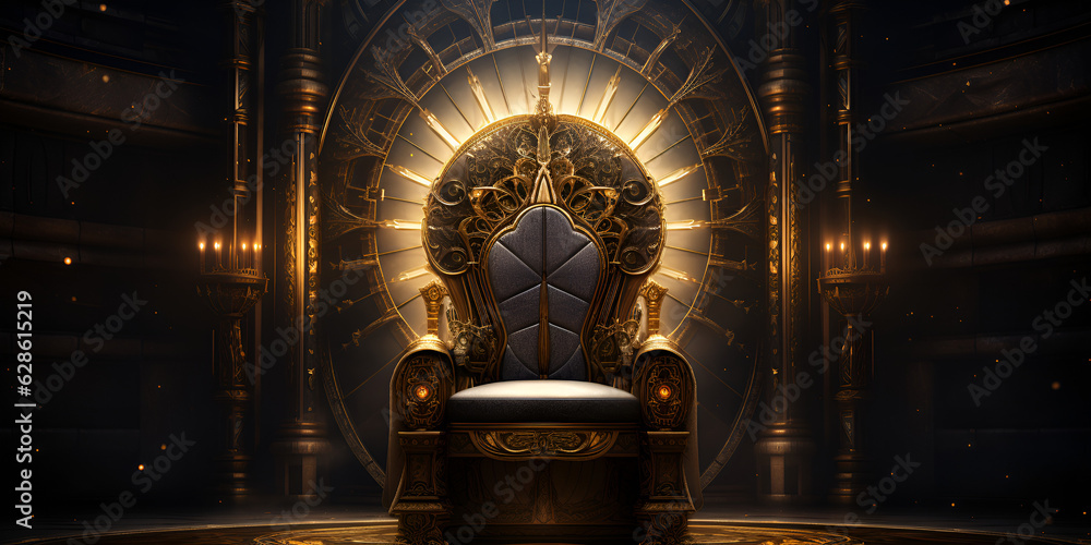Golden throne front view, model golden royal throne for the king ...