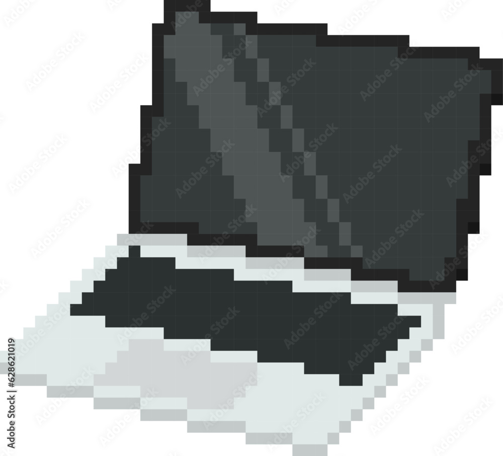 Pixel art laptop isolated on white background. Opened notebook with ...