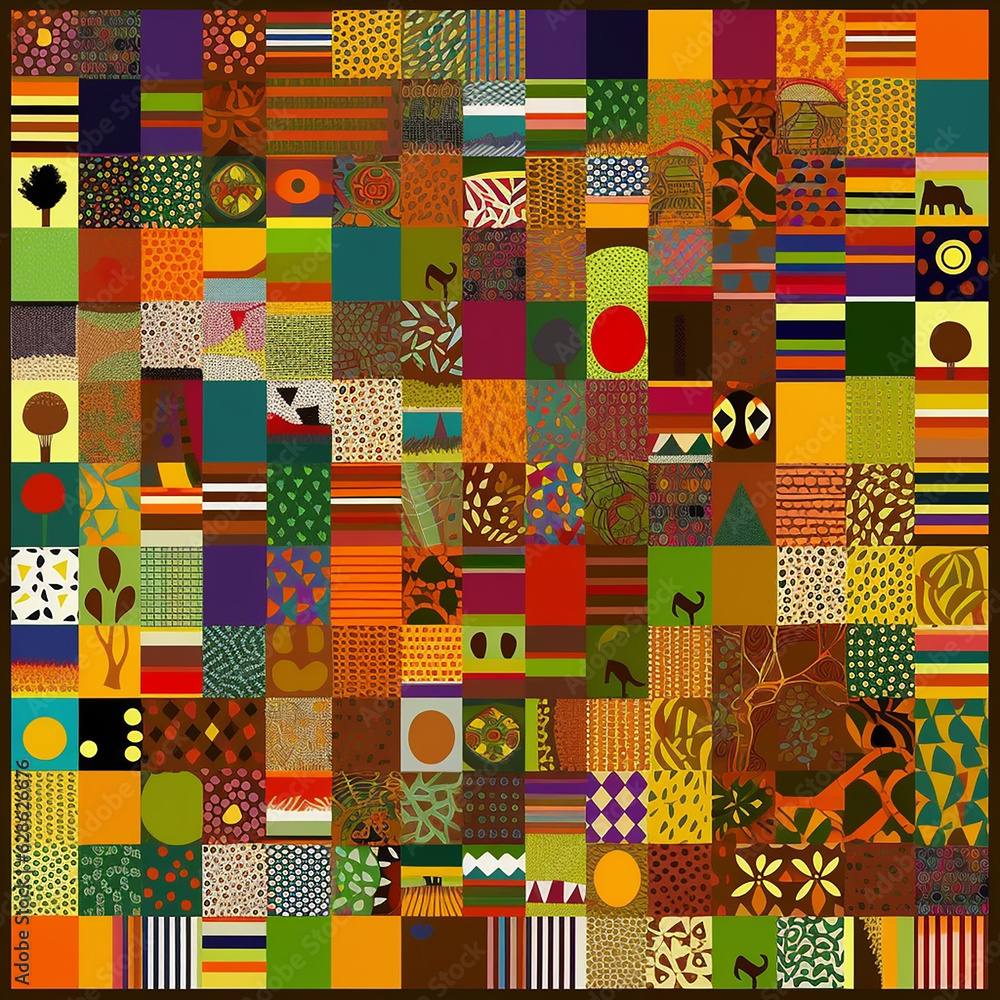 African pattern, bright unusual, in a cubic style with ethnic African ...