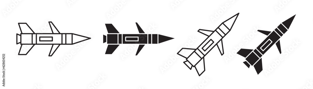 Missile icon set. nuclear weapon ballistic air missile vector symbol ...