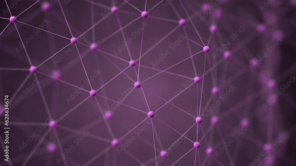 3D render abstract animation pink meta neural connection lattice cells ...