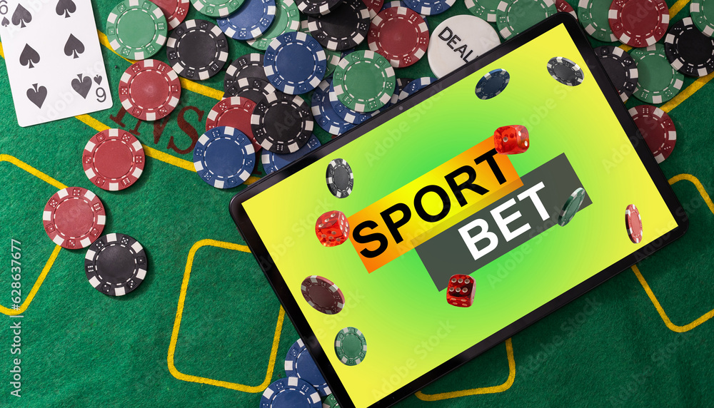 Online sports betting poster banner design template. Laptop and soccer ...