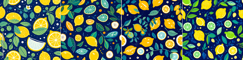 Repeating pattern of hand drawn stemmed anime lemons Minimalist design ...