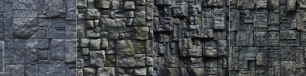 realistic texture map of basalt stone wall. Smoothly reproduce the ...