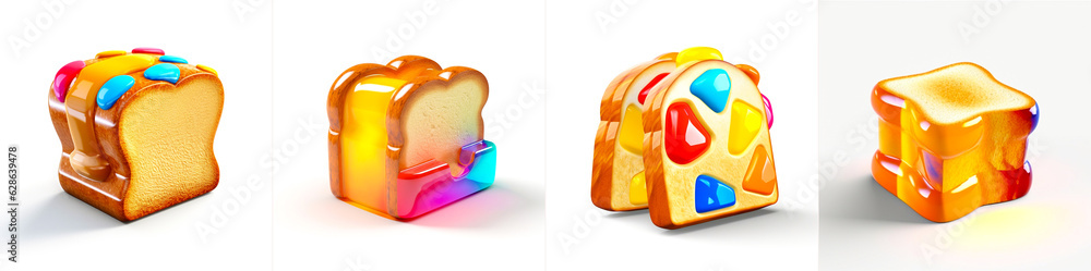 3D rendering of toast with realistic textures and light effects ...