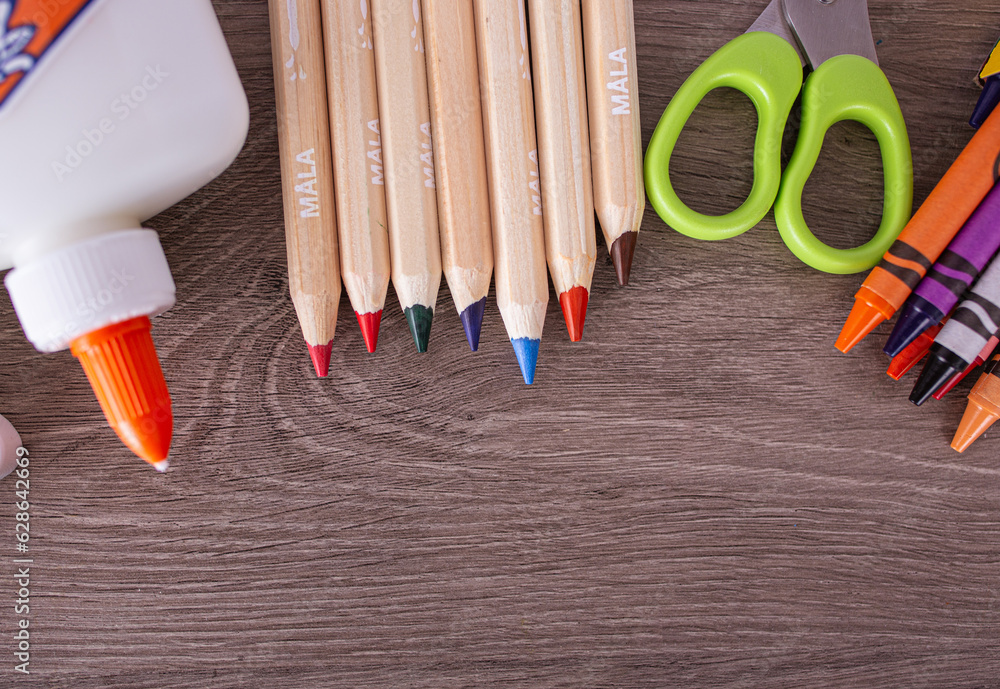 school supplies backgrounds glue pencils colored art school back to ...