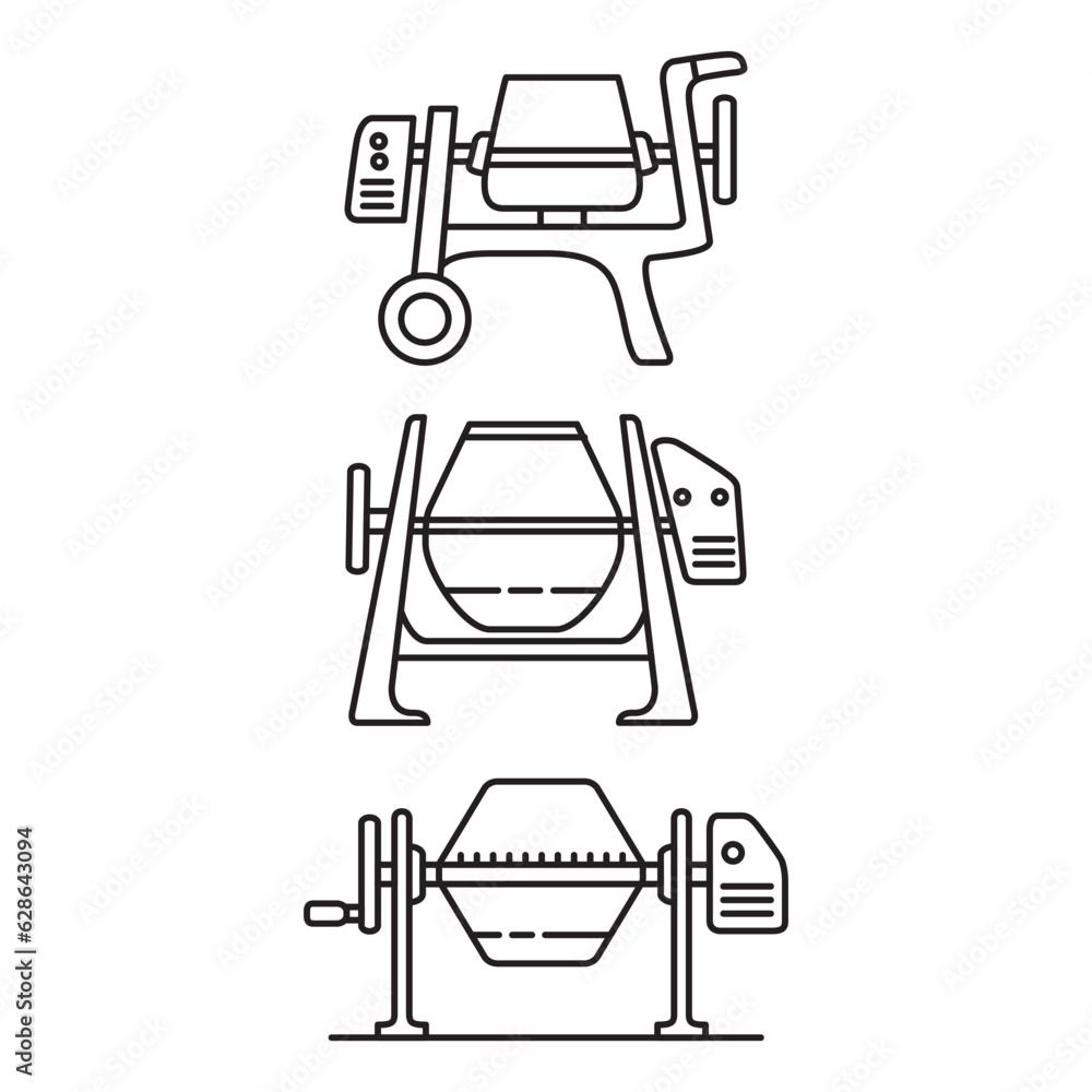 Construction machinery.Concrete mixer icon.Concrete cement production ...