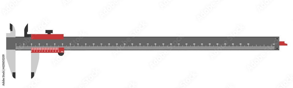 A Vernier caliper isolated on white background.. Its a visual aid to ...