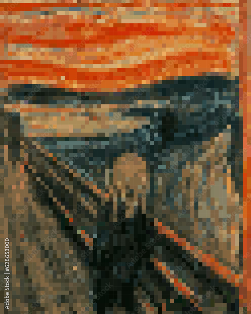 Vetor de Pixel art. The scream painting. Vector illustration do Stock ...