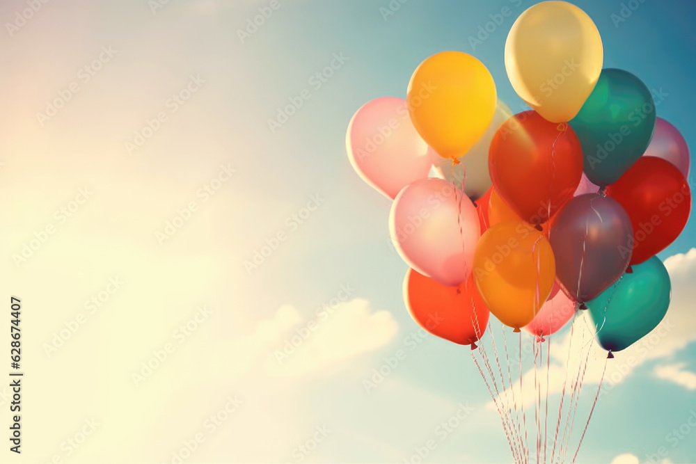Balloons retro background. Balloons with Vintage color tone. Generative ...