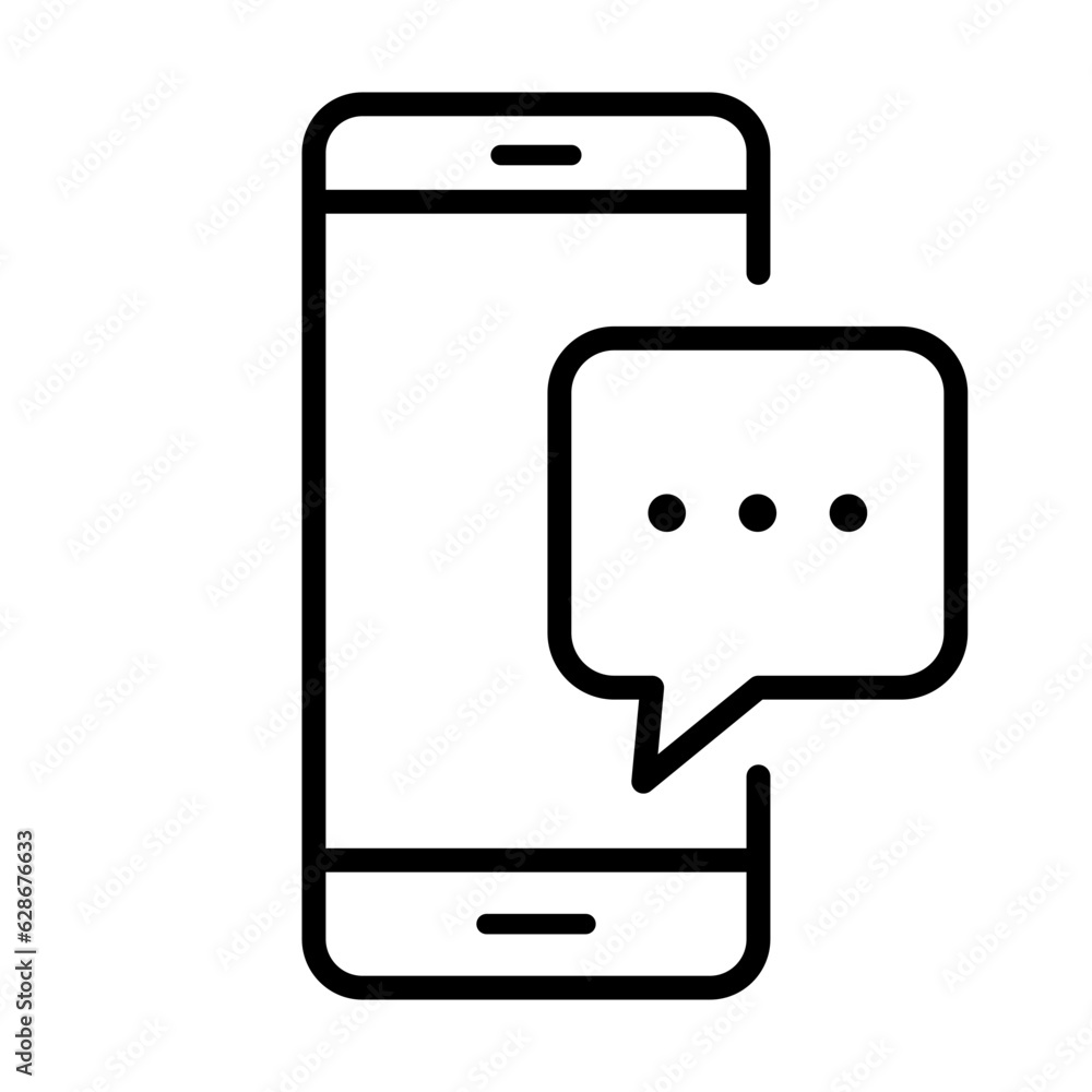 Black single texting message icon, simple digital phone message flat ...