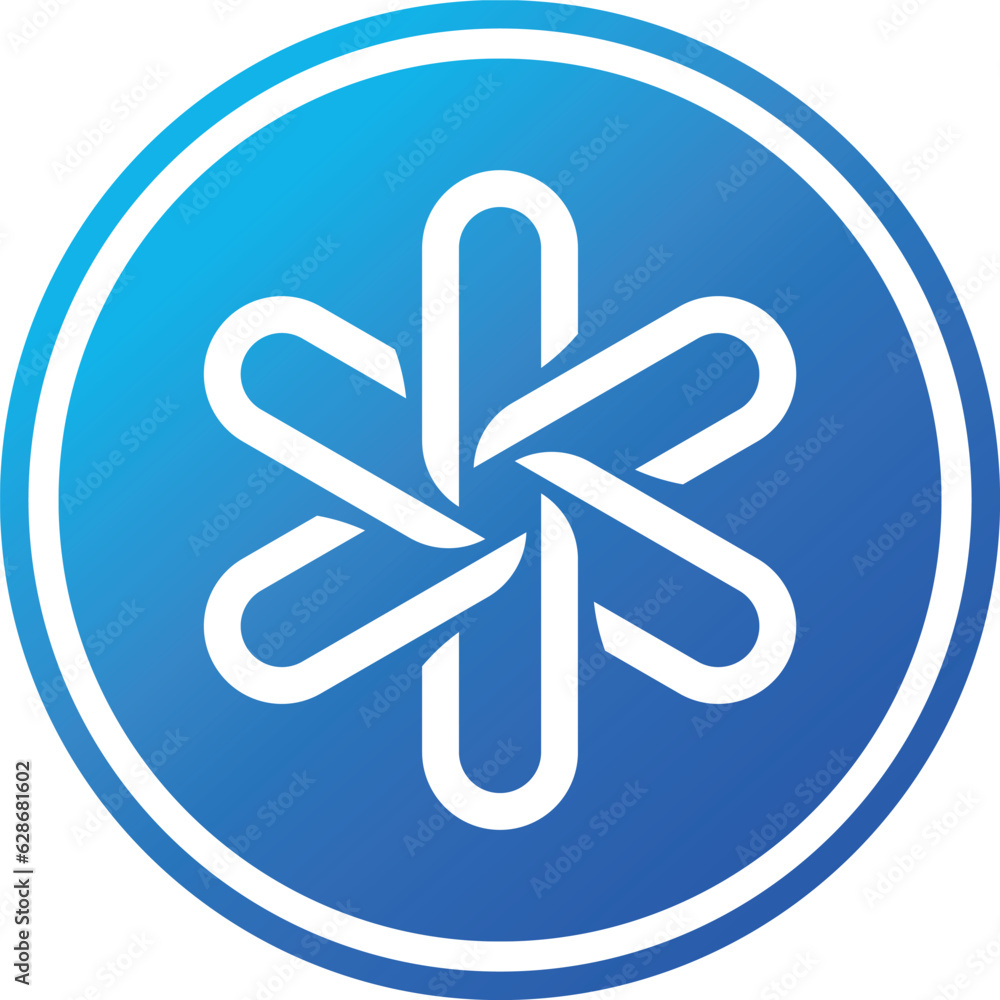 Cryptocurrency logos in blue circle. vector logo images. 3d ...