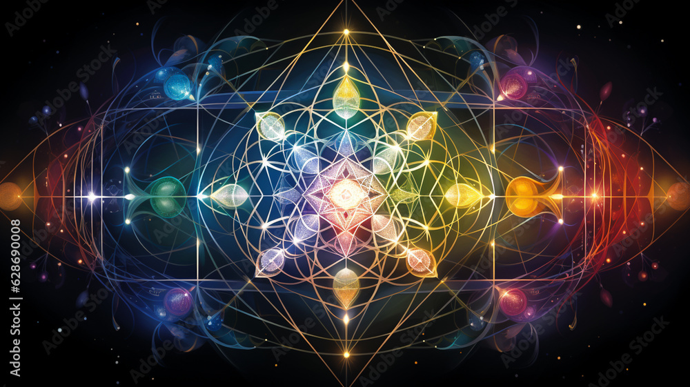 Sacred geometry colorful mandala symmetry pattern,background banner ...