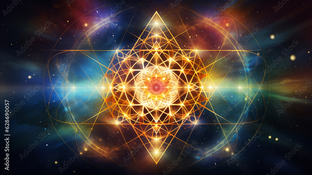 Sacred geometry colorful mandala symmetry pattern,background banner ...