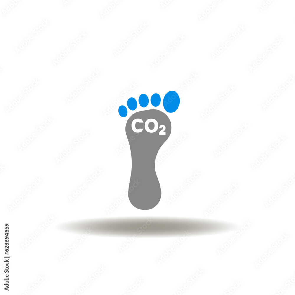 Vector illustration of footprint and CO2. Icon of carbon footprint ...