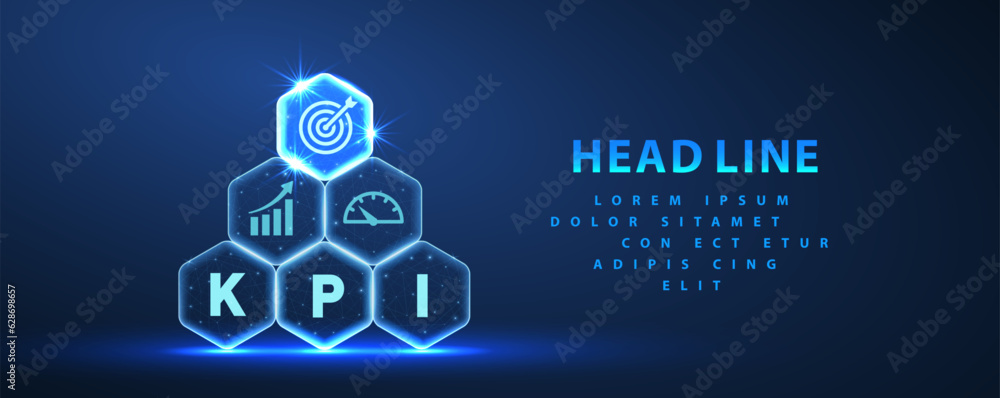 Vetor de HR manage. Abstract pyramid of hexagons with KPI icons ...