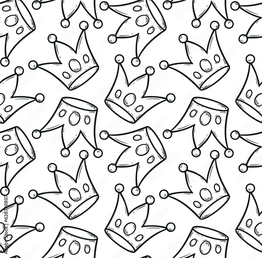 Crown seamless pattern. Repeating royal texture. Black on white ...