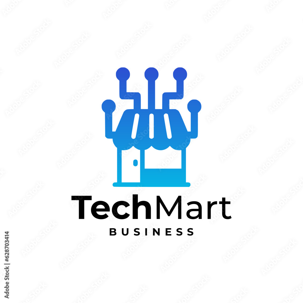 Poster Tech Mart logo design vector, Shop with Technology symbol – Wall ...