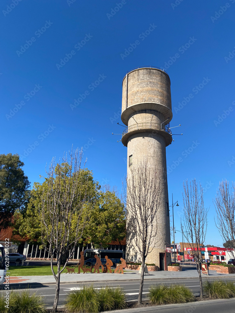 Wodonga, Victoria, Australia. - 27 July 2023 - Wodonga's water tower is ...
