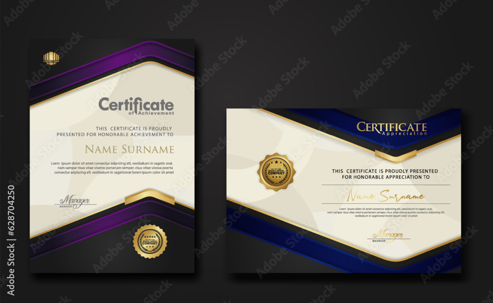 New design two set luxury certificate template with shadow effect on ...