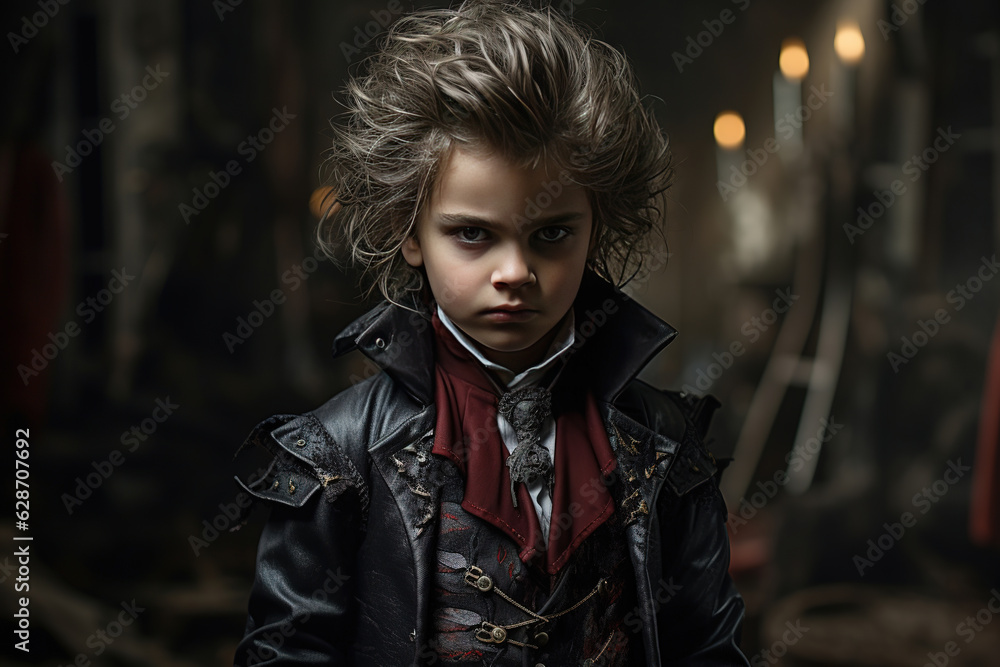 Cute boy Dressed as a Vampire for Halloween Holidays concept and Kid ...