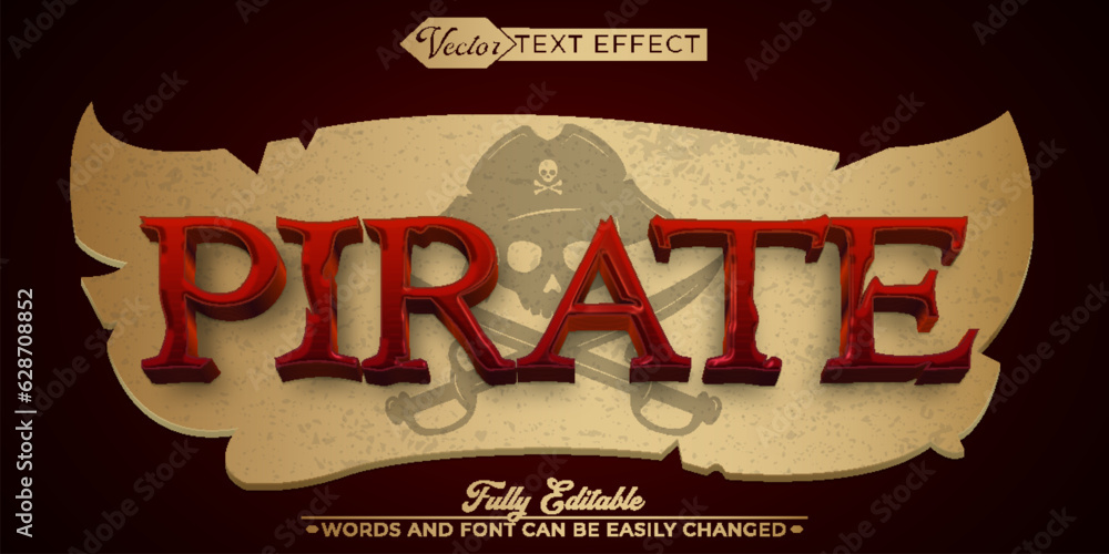 Cartoon Pirate Vector Editable Text Effect Template Stock Vector ...