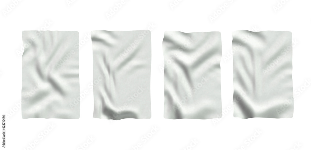 Set of crumpled wrinkled background paper sheets. Realistic 3d set ...