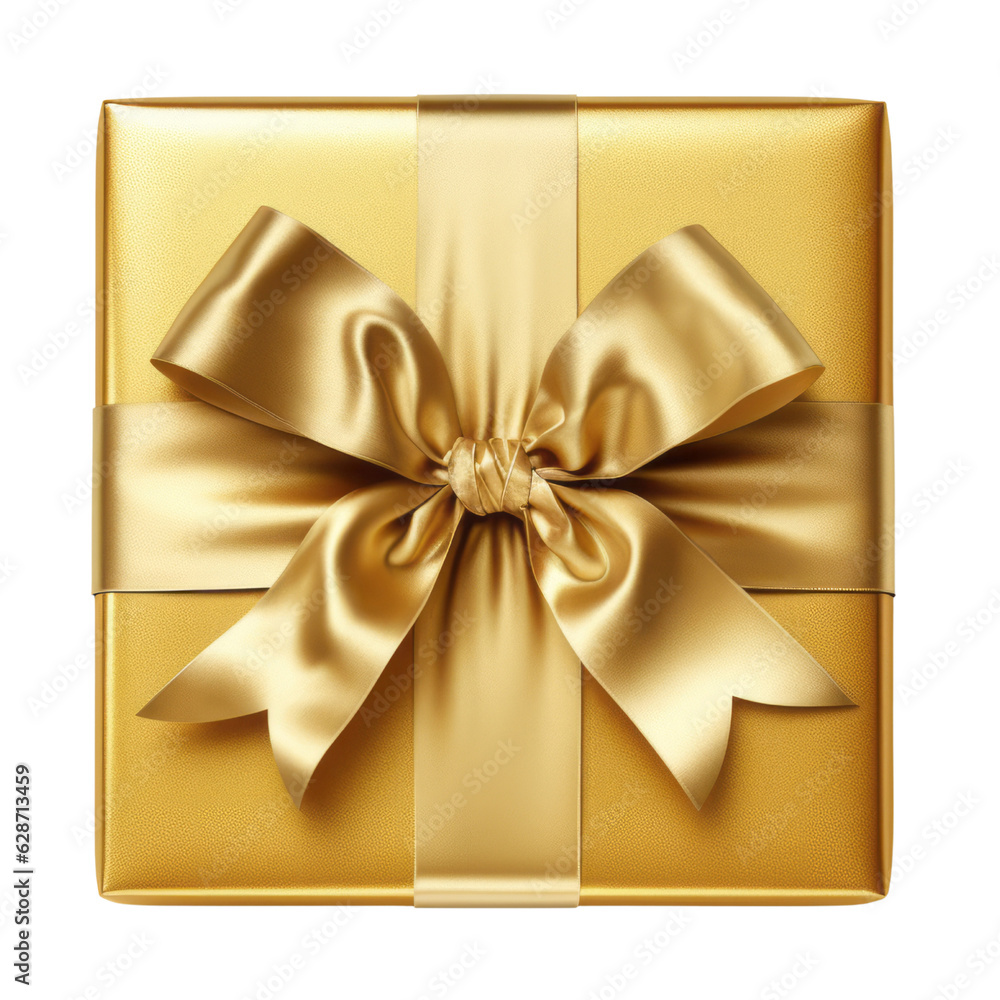 gold gift box isolated on transparent background cutout Stock ...