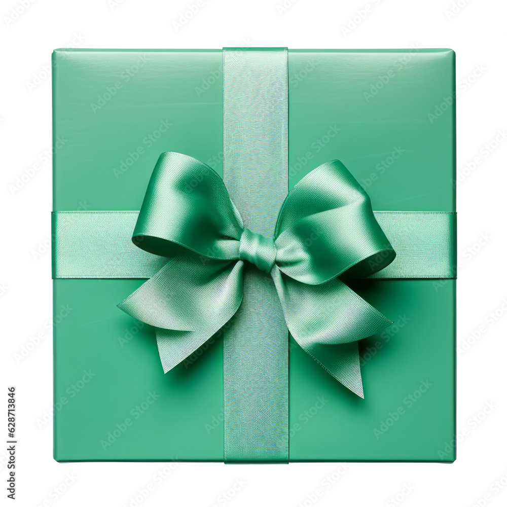 green gift box isolated on transparent background cutout Stock Photo ...