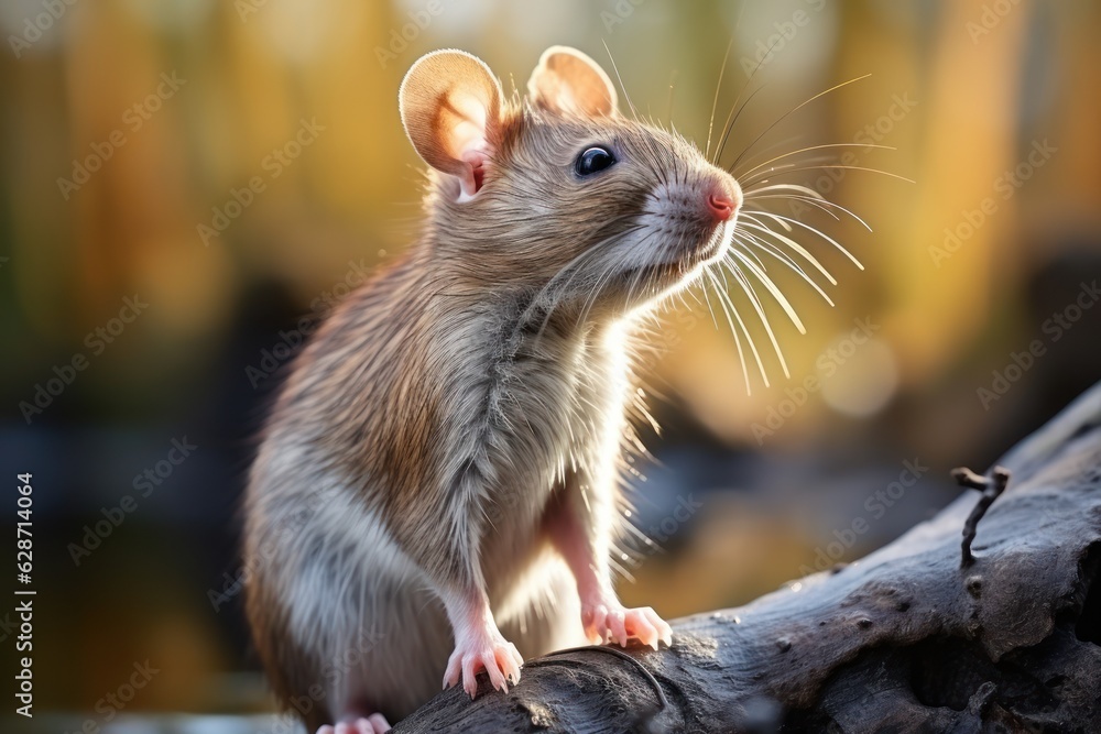 Curious Wanderer: A Side View of an Isolated Brown Rat (Rattus ...