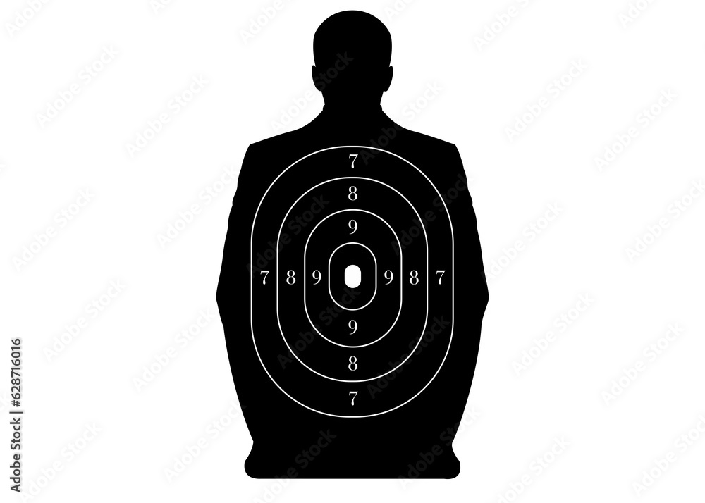 Man-shaped shooting range target isolated on transparent background for ...