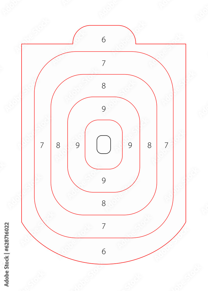 Red outline human torso shaped target isolated on transparent ...