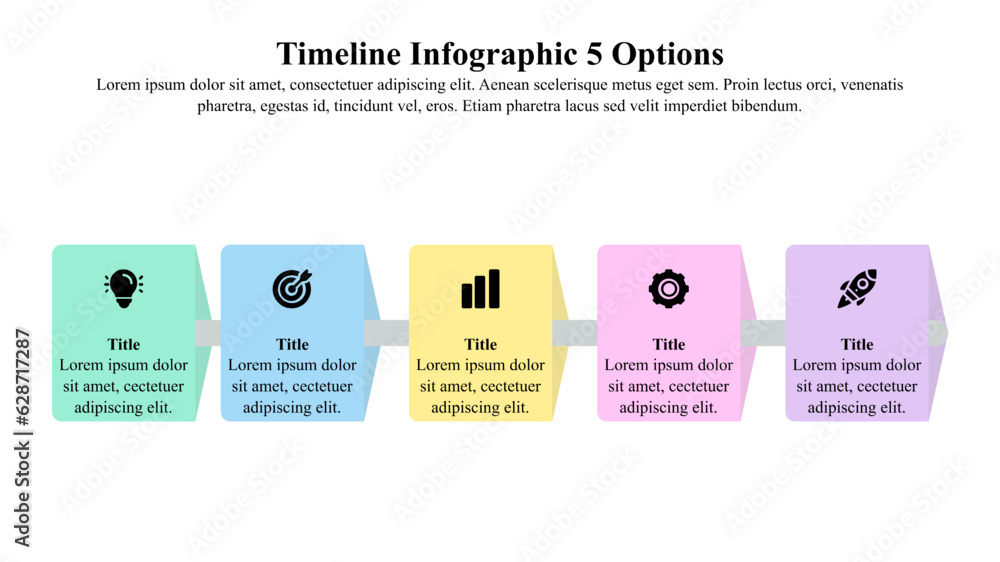 5 Options timeline infographic presentation template with icon and text ...