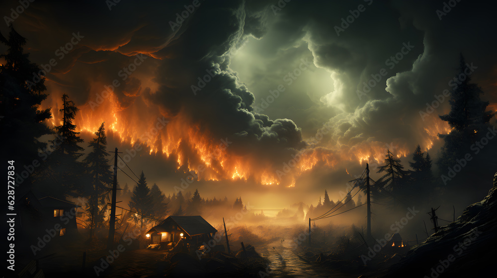 Huge forest fire smoke clouds that are very dramatic and scary ...