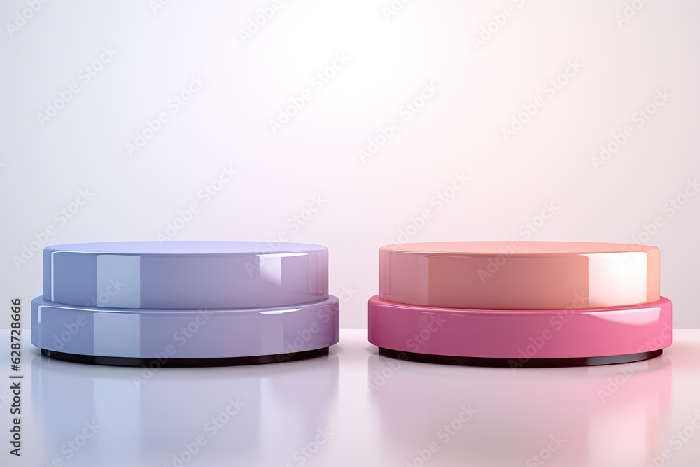 pastel color platform display for show product on white space ...