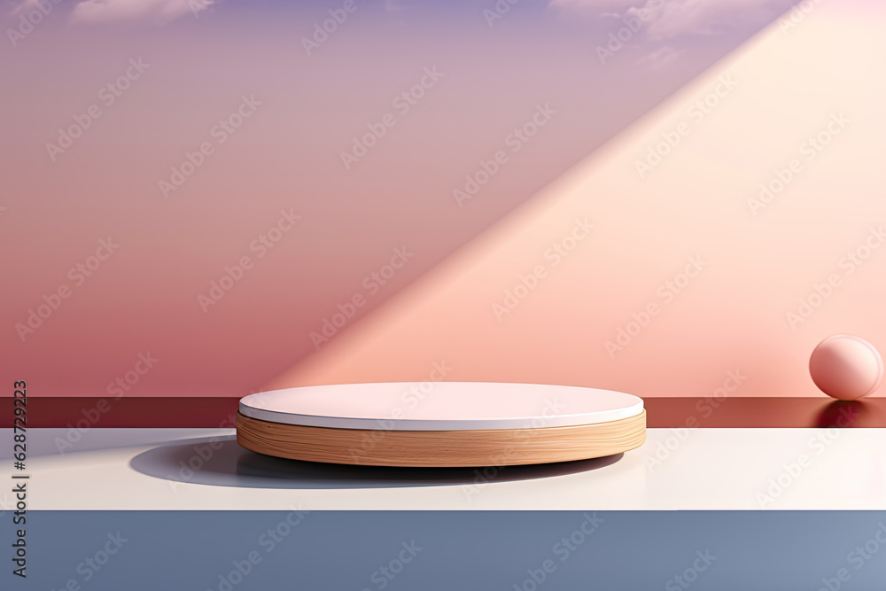 pastel color platform display for show product on white space ...