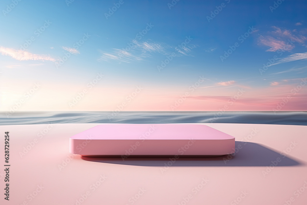 pastel color platform display for show product on white space ...